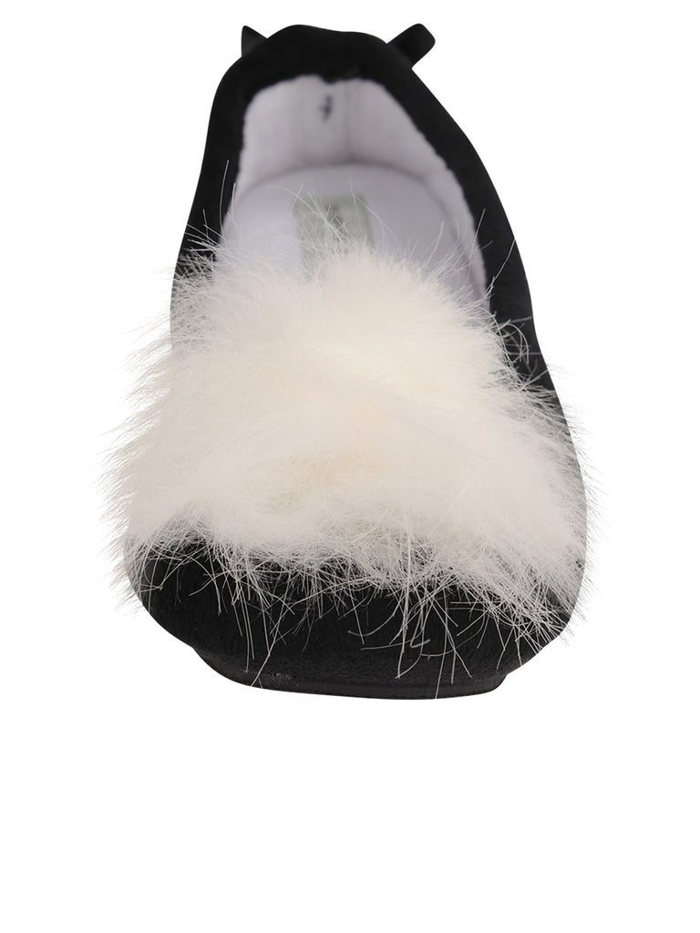 Patricia Green Women’s Meghan Faux Fur Pom Slipper in Black