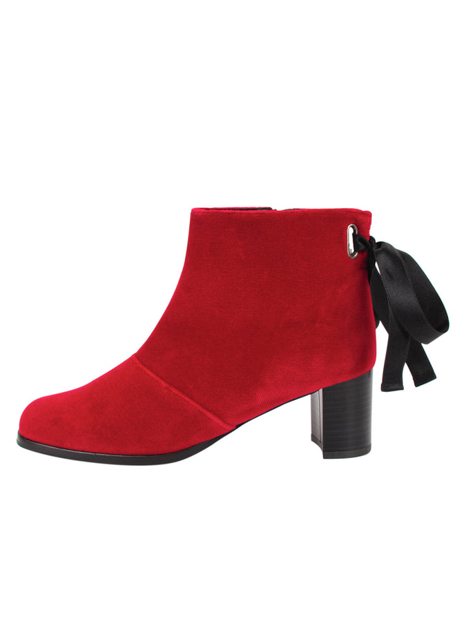 Patricia Green Women’s Veronica Velvet Ribbon Bootie in Claret