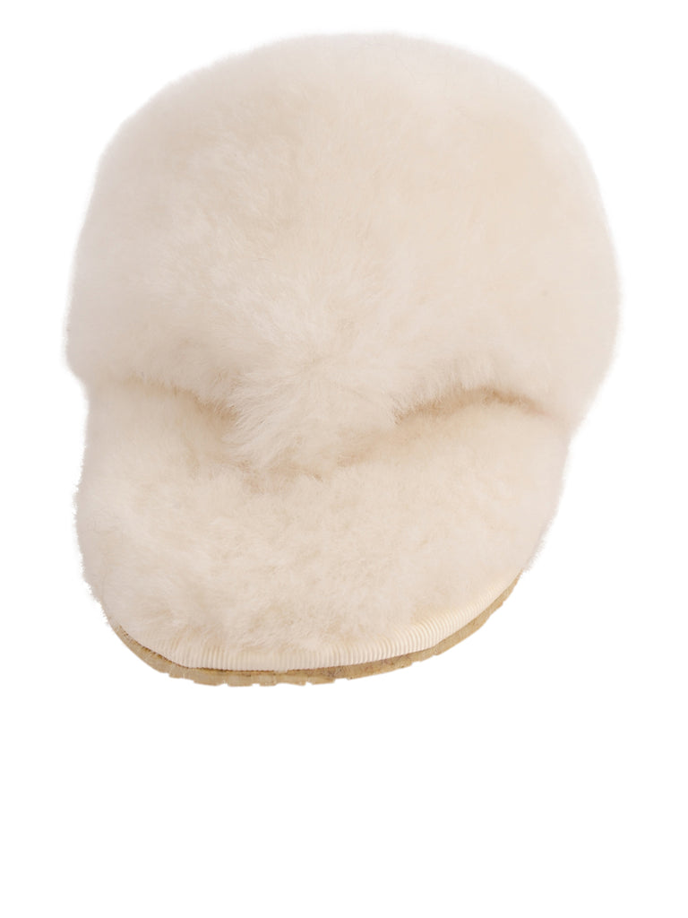 Patricia Green Women’s Vail Shearling Thong Slipper in Ivory