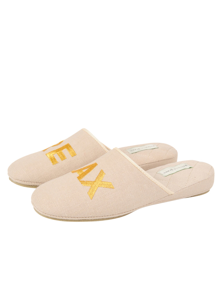 Patricia Green Women’s Relax Embroidered Slippers in Linen